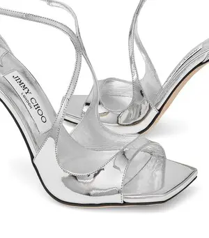 JIMMY CHOO Azia 95 Leather Sandals - Silver