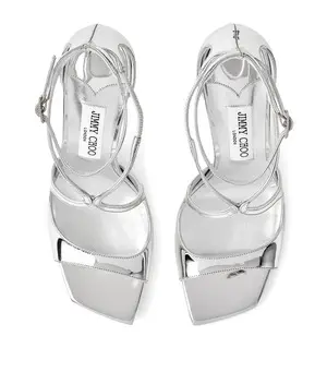 JIMMY CHOO Azia 95 Leather Sandals - Silver