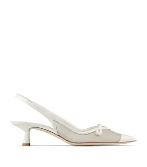 JIMMY CHOO Amita 45 Slingback Pumps - White