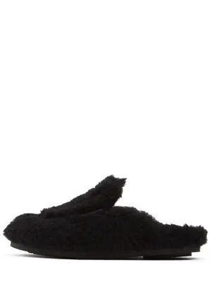Max Mara 10mm Teddy Wool & Silk Mules - Black