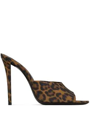 Saint Laurent Goldie 110mm Leopard-print Mules