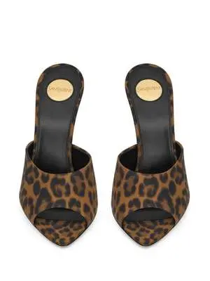 Saint Laurent Goldie 110mm Leopard-print Mules