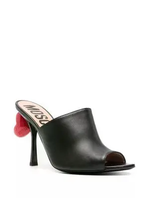 Moschino 100mm Heart-detail Leather Mules - Black