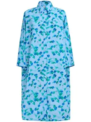 Marni Reverie-print Cotton Shirtdress - Blue