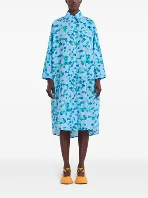 Marni Reverie-print Cotton Shirtdress - Blue