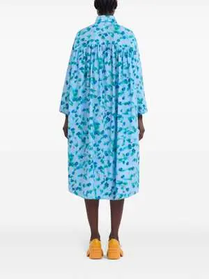 Marni Reverie-print Cotton Shirtdress - Blue