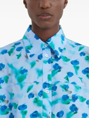 Marni Reverie-print Cotton Shirtdress - Blue