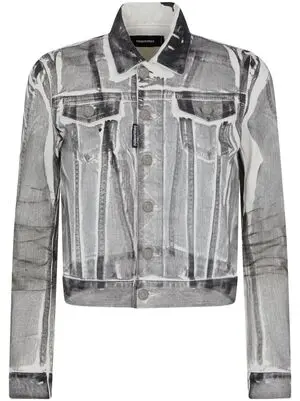 Dsquared2 Distressed Denim Jacket - Grey
