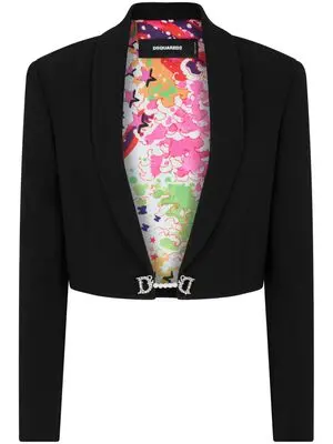 Dsquared2 Logo-plaque Cropped Blazer - Black