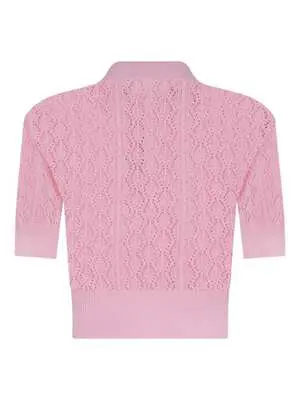 Dsquared2 Pointelle-knit Cropped Polo Top