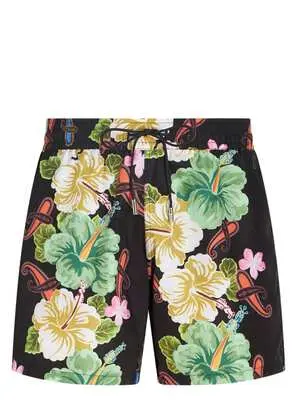 Etro Floral-print Swim Shorts - Black