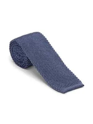 Brunello Cucinelli Silk Knit Neck Tie - Blue
