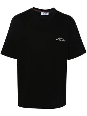 Gcds Logo-embroidered Cotton T-shirt - Black