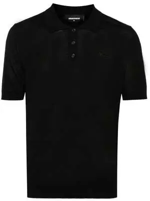 Dsquared2 Embroidered-logo Ribbed Polo Shirt - Black