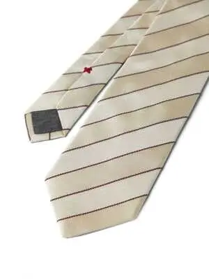 Brunello Cucinelli Striped Silk Neck Tie - Neutrals