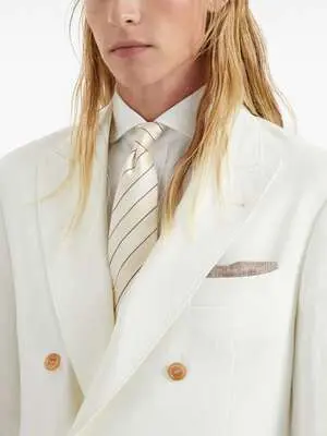 Brunello Cucinelli Striped Silk Neck Tie - Neutrals