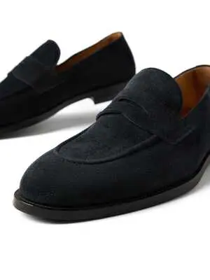 Brunello Cucinelli Suede Penny Loafers - Black