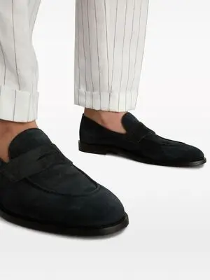 Brunello Cucinelli Suede Penny Loafers - Black