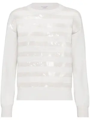 Brunello Cucinelli Striped Sequin Cashmere Jumper