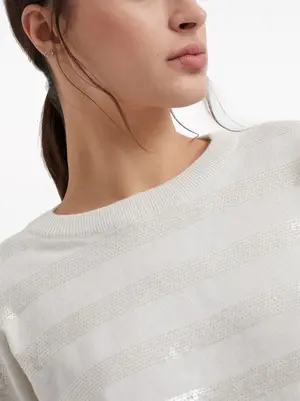 Brunello Cucinelli Striped Sequin Cashmere Jumper