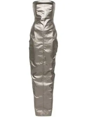 Rick Owens Coated Strapless Bustier Gown - Grey