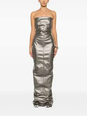 Rick Owens Coated Strapless Bustier Gown - Grey