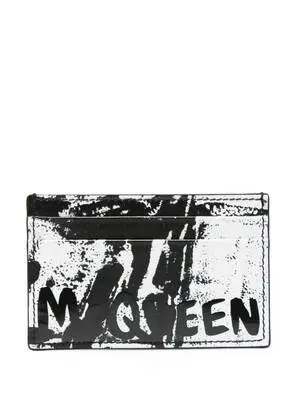 Alexander McQueen Graffiti-print Leather Cardholder