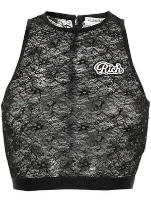 Alessandra Rich Cropped Lace Tank Top