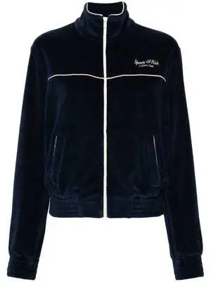 SPORTY & RICH Velour Zip-up Track Jacket - Blue