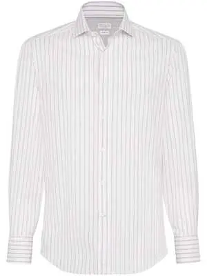 Brunello Cucinelli Striped Cotton Shirt - White