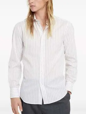 Brunello Cucinelli Striped Cotton Shirt - White
