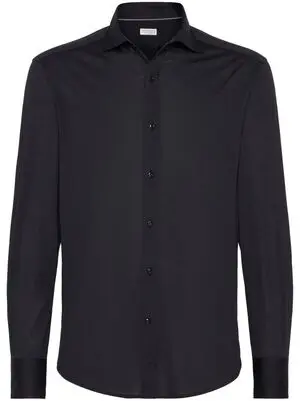 Brunello Cucinelli Silk-cotton Jersey Shirt - Black