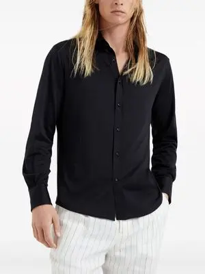 Brunello Cucinelli Silk-cotton Jersey Shirt - Black