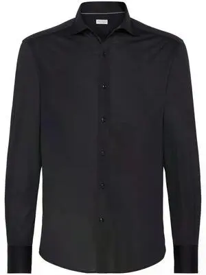 Brunello Cucinelli Silk-cotton Jersey Shirt - Blue