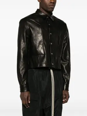Rick Owens Alice Strobe Leather Shirt Jacket In Black - 43% Off