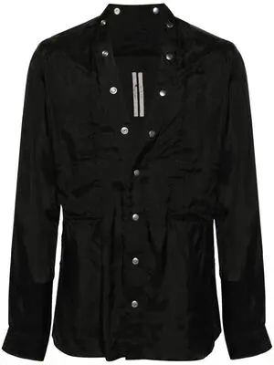 Rick Owens V-neck Satin-finish Shirt - Black