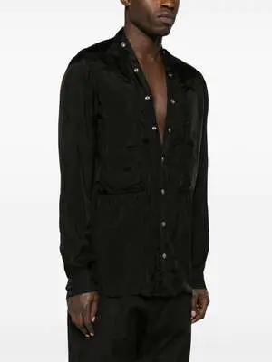 Rick Owens V-neck Satin-finish Shirt