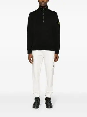 Stone Island Compass-patch Zip-up Sweatshirt - Black