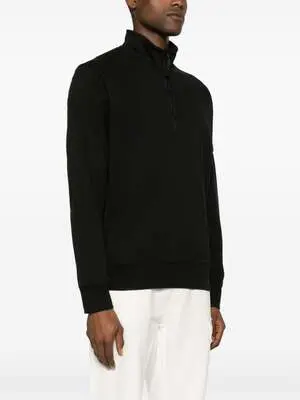 Stone Island Compass-patch Zip-up Sweatshirt - Black