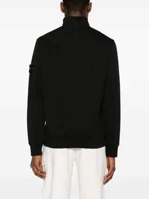 Stone Island Compass-patch Zip-up Sweatshirt - Black