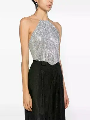 MANURI Paper Rock Chainmail Halterneck Top - Silver