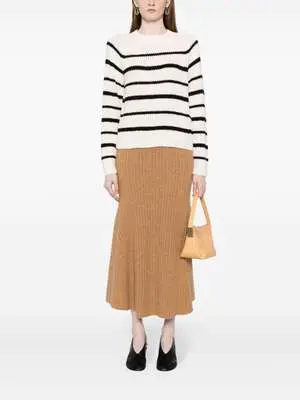 Vince Striped Ribbed-knit Jumper - White