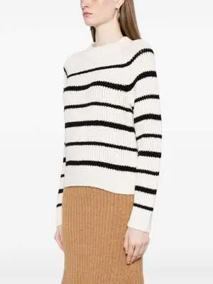 Vince Striped Ribbed-knit Jumper - White