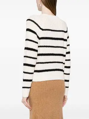Vince Striped Ribbed-knit Jumper - White