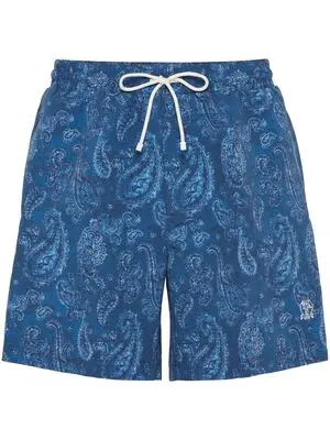 Brunello Cucinelli Paisley-print Swim Shorts - Blue
