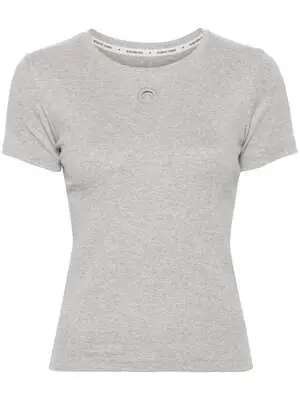 MARINE SERRE Organic Cotton T-shirt With Crescent Moon Embroidery