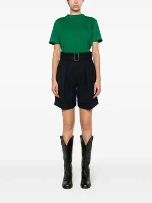 GOLDEN GOOSE Belted Virgin Wool Blend Shorts - Blue