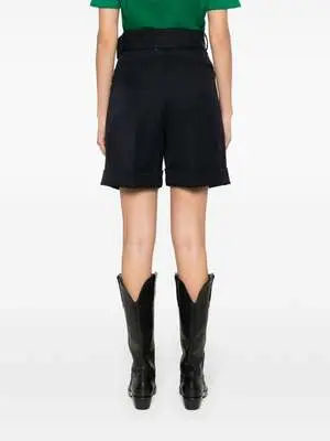 GOLDEN GOOSE Belted Virgin Wool Blend Shorts - Blue