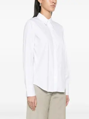Brunello Cucinelli Beaded-trim Poplin Shirt - White