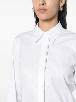 Brunello Cucinelli Beaded-trim Poplin Shirt - White